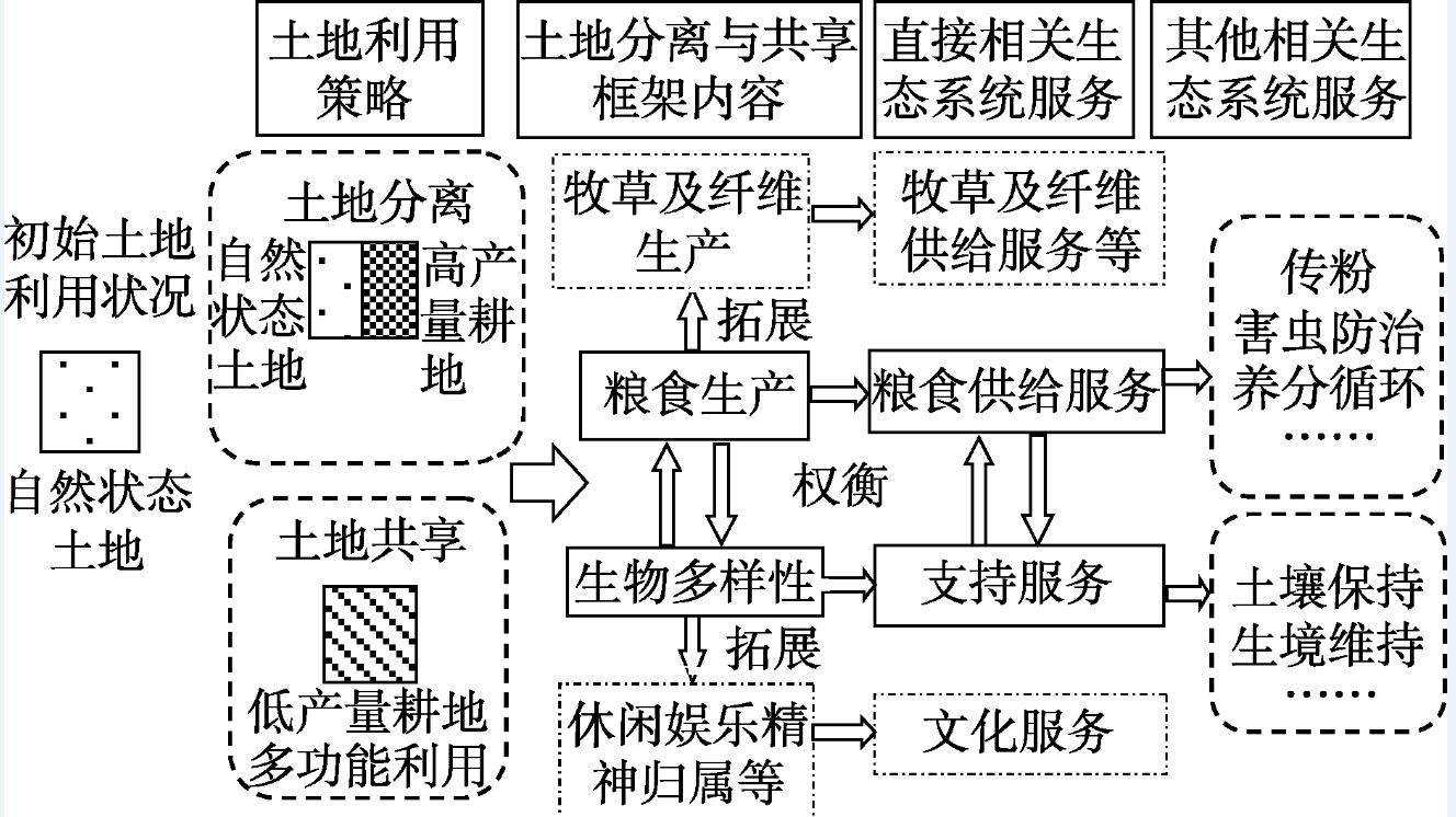 Land sparing versus sharing framework from ecosystem service perspective